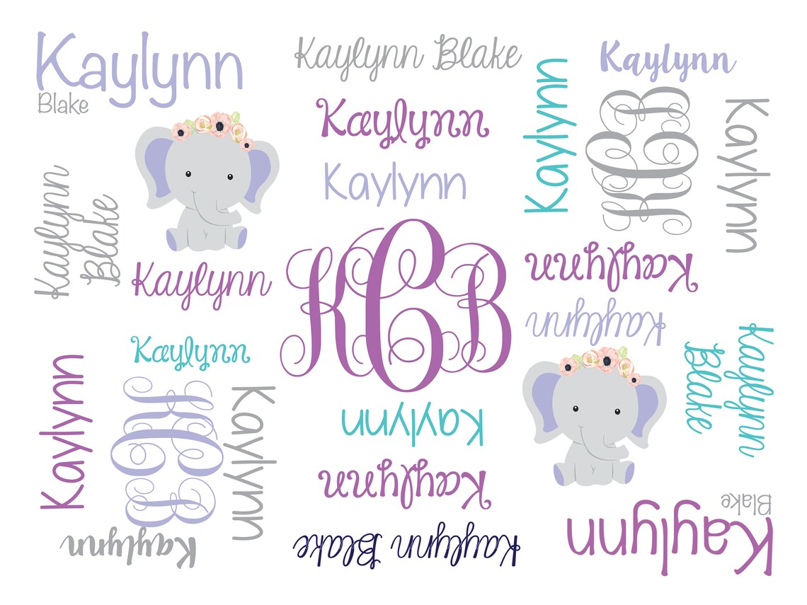 Personalized Elephant Blanket monogram baby blanket | Etsy