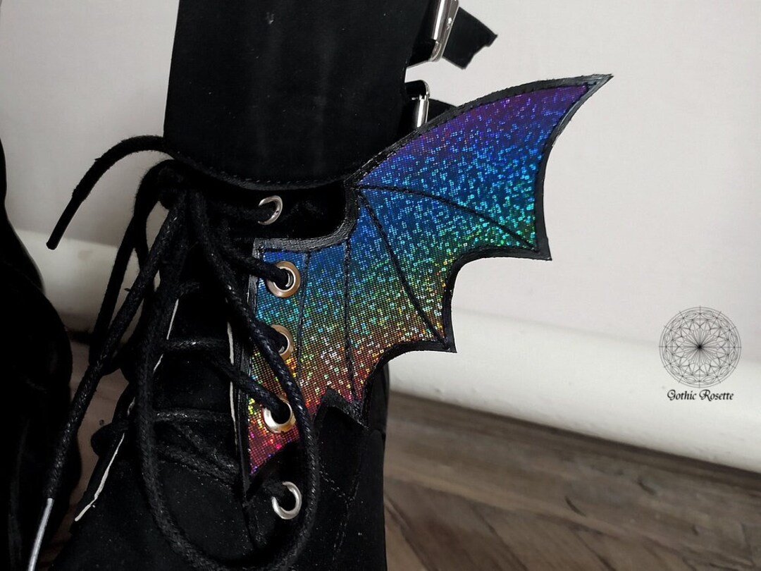 Rainbow Shoe Bat Wings, Holographic Skate Wings, Bat Wings for Shoes ...