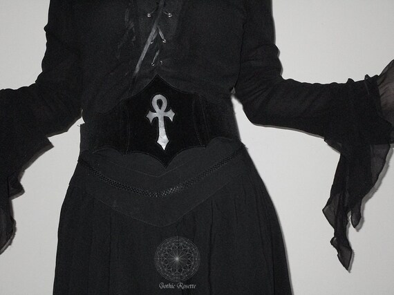 Ankh Cross Belt Black Velvet Gothic Belt Bat Shape Corset - Etsy UK