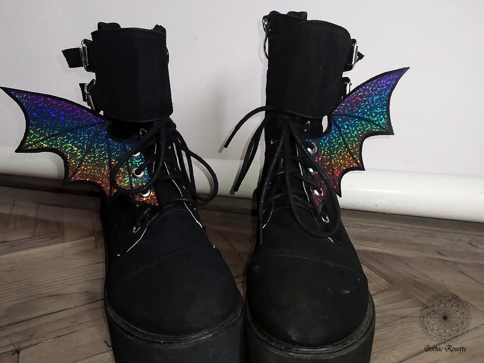 Rainbow Shoe Bat Wings Holographic Skate Wings Bat Wings for - Etsy