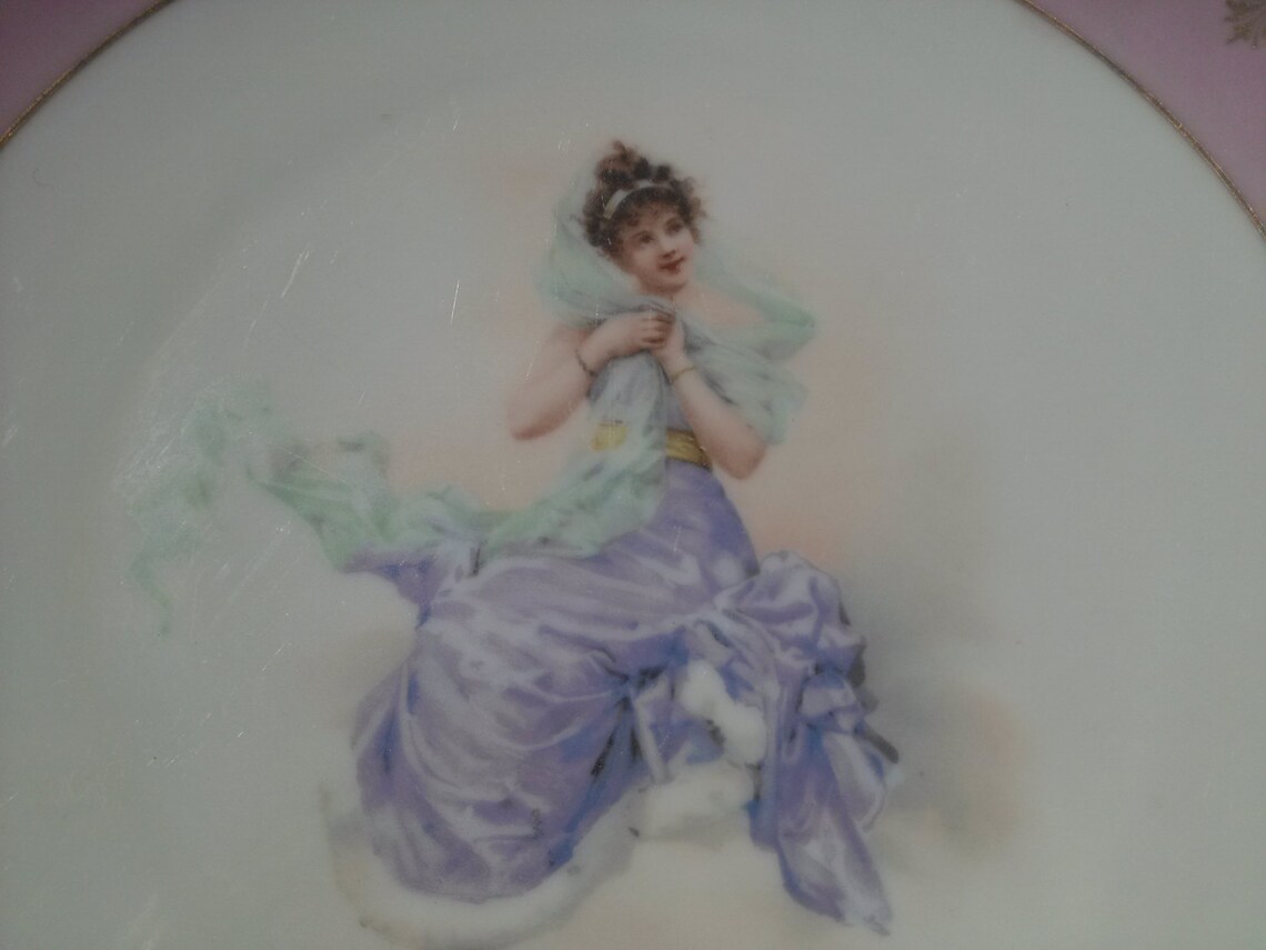 Victoria Carlsbad Austria Cabinet Plate Lady Woman Plate Pink Gold ...