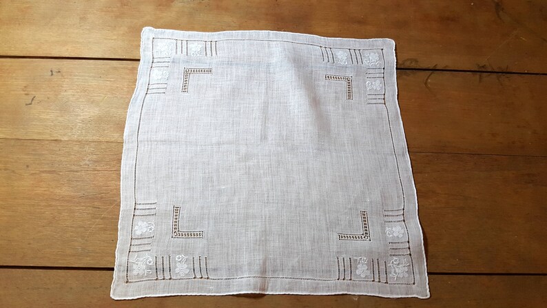 Vintage White Hanky Embroidered Drawn Work Drawnwork Bridal - Etsy