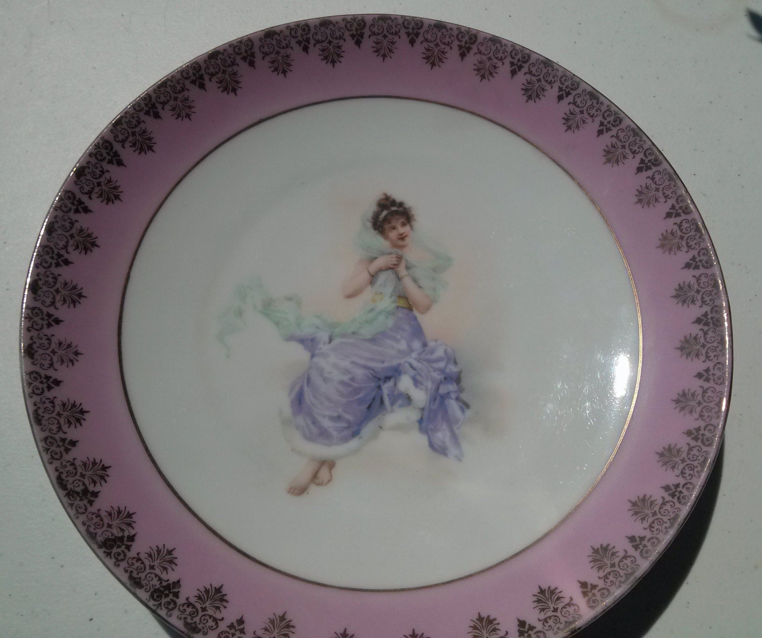 Victoria Carlsbad Austria Cabinet Plate Lady Woman Plate Pink Gold ...