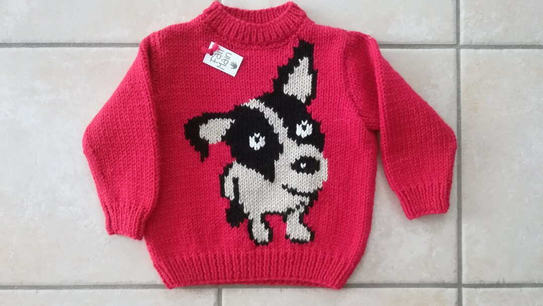 Roter Pullover Baby und Kind Muster Hund von 1 Jahr bis 6 Jahre ...