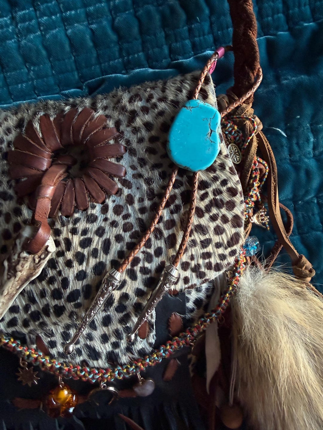 Bolo Tie Bag Charm/ Magnesite Bolo/ Western Jewelry / Bolo Tie/ Silver ...