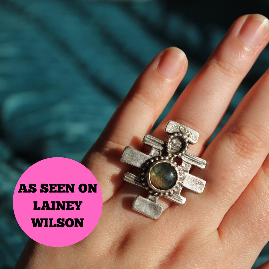 Labradorite Abstract Ring- as Seen on Lainey Wilson / Labradorite Ring ...