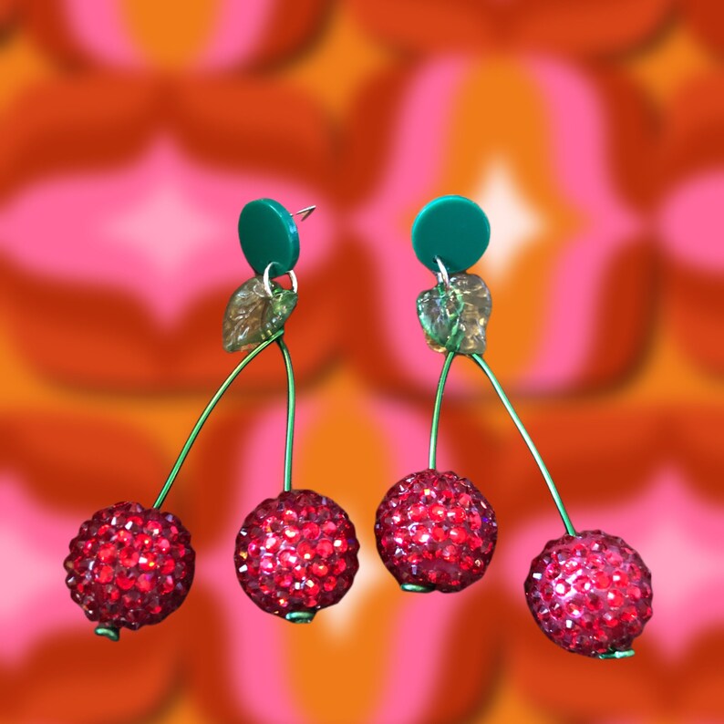 Cherry Bomb Earrings / Cherry Disco Earrings / Disco Ball - Etsy