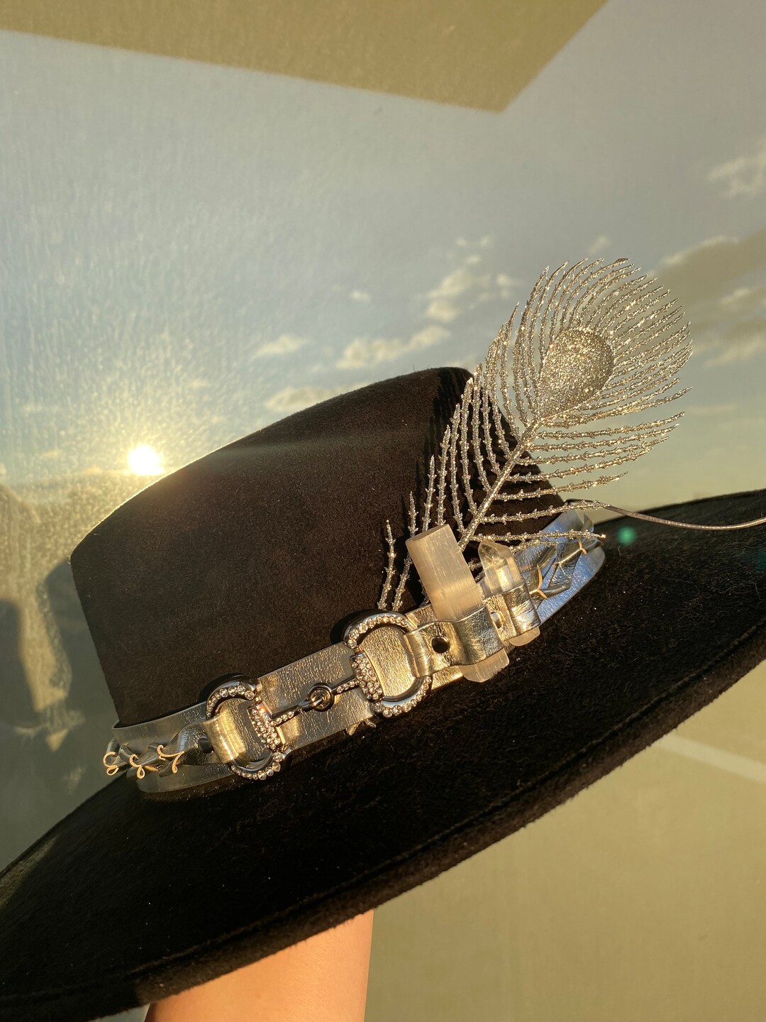 Silver Glitter Peacock Feather as Seen on Lainey Wilson / Hat Feather ...