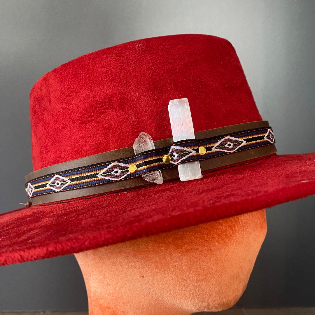 Crystal Leather Hat Band / Hat Band/ Woven Hat Band / Leather Hat Band ...