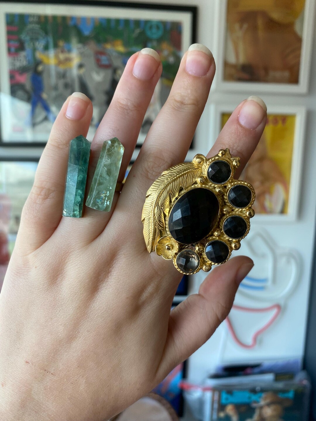Double Fluorite Point Ring as Seen on Lainey Wilson / Double Quartz ...