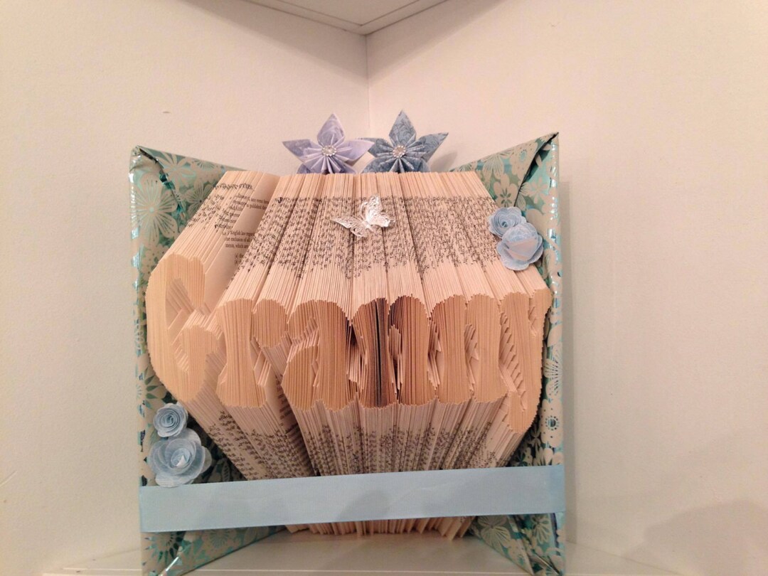 Granny Book Fold Origami With Flowers Gems and Ribbon Hand Made - Etsy