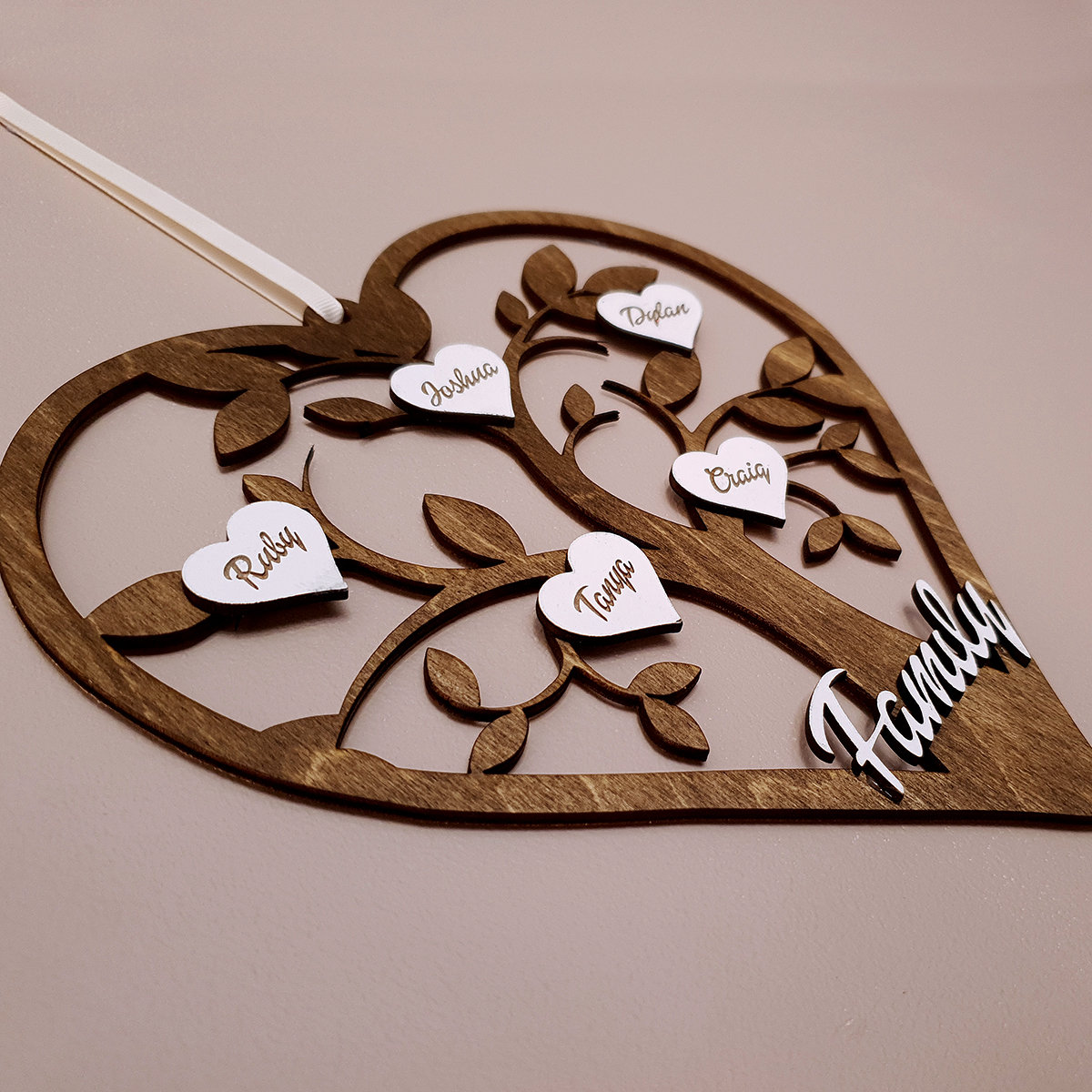Family Tree Personalised Hanging Heart Wall Decoration Home - Etsy UK