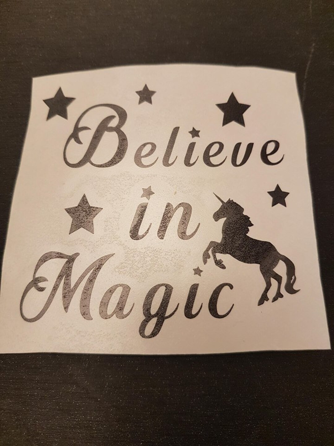 Believe in Magic Unicorn. Glass Bedroom Diy Gift Fairy Tales Vinyl ...