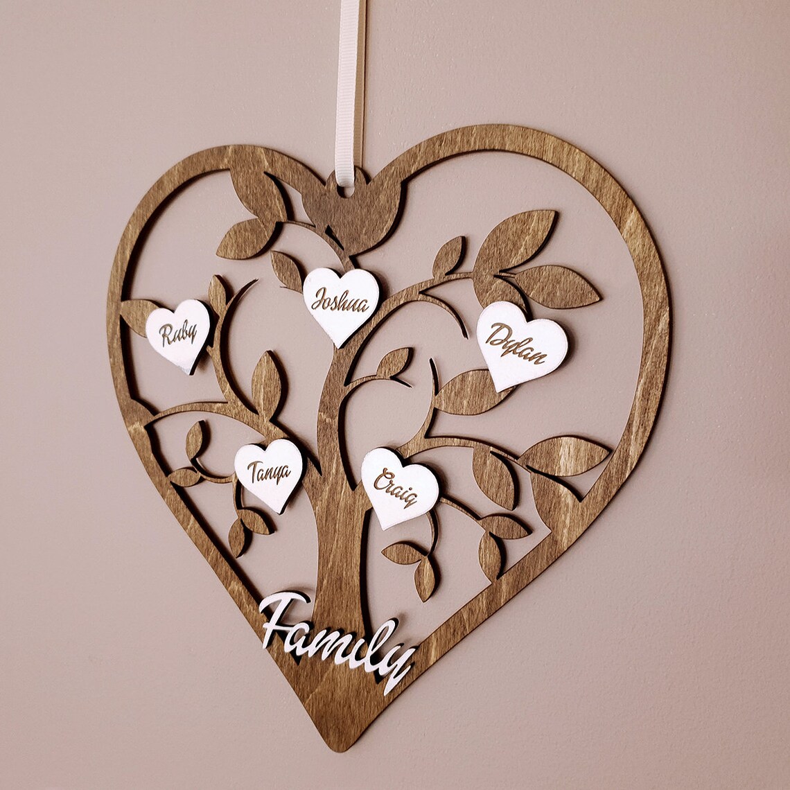 Family Tree Personalised Hanging Heart Wall Decoration Home - Etsy UK