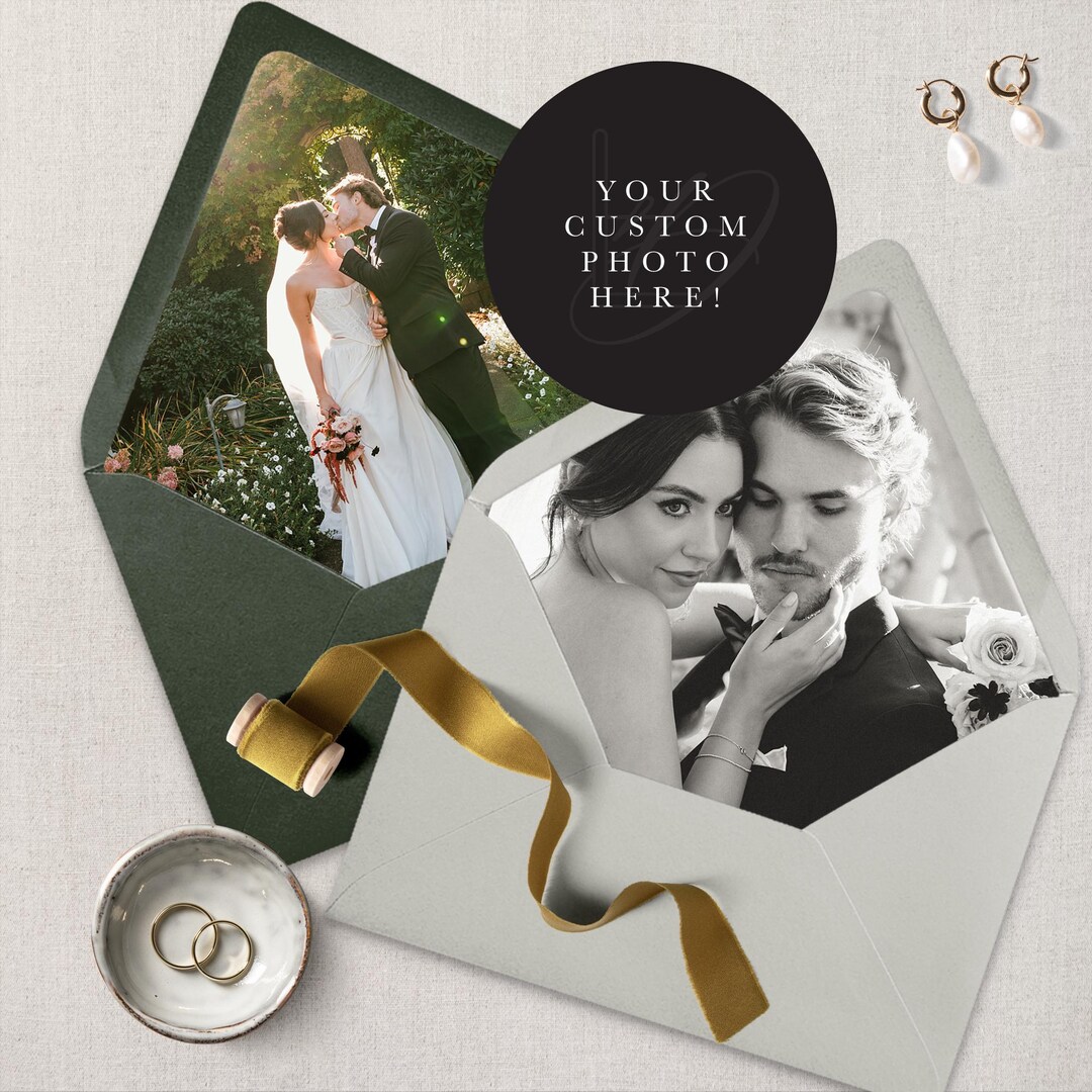 Custom Photo Euroflap Envelope Liners - Wedding Invitation Sets of 25 ...
