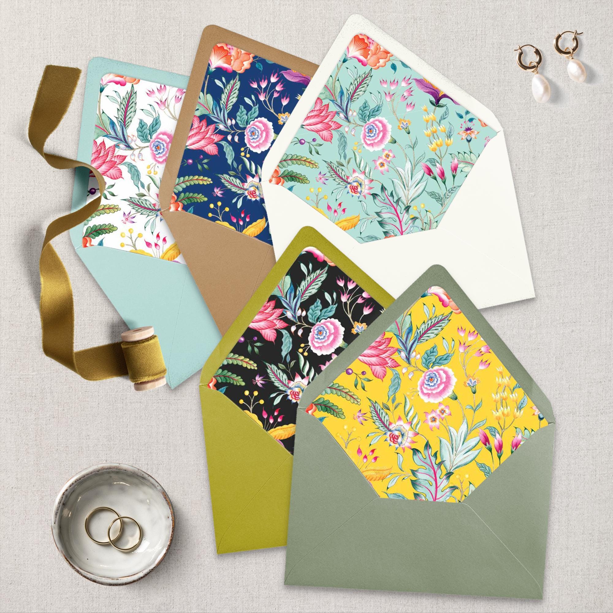Bold Chintz Pattern Envelope Liners, Watercolor, Digital Download, Diy ...
