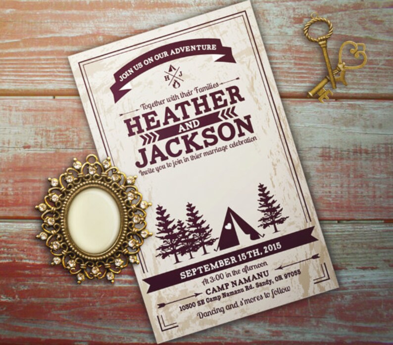 Camping Wedding Invitation Set Glamping Camp Love neutral | Etsy