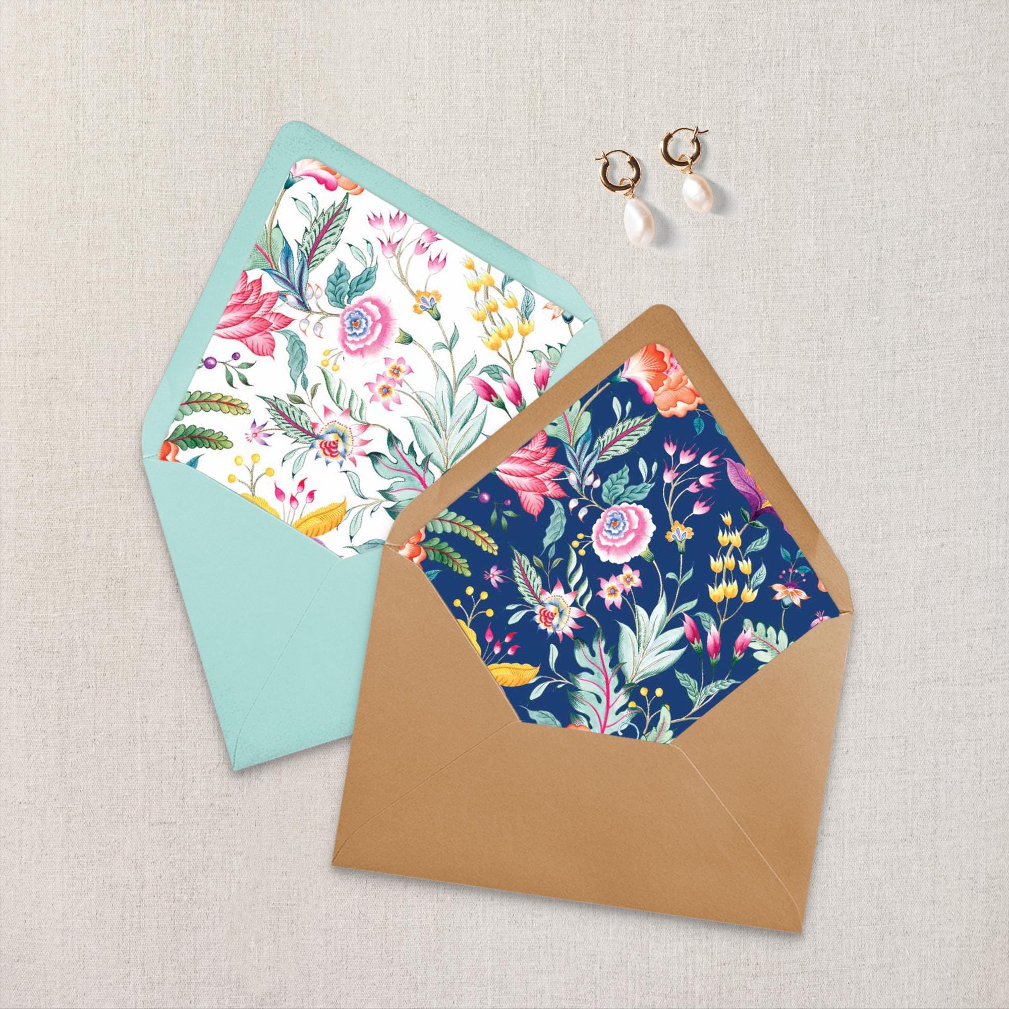 Bold Chintz Pattern Envelope Liners, Watercolor, Digital Download, Diy ...
