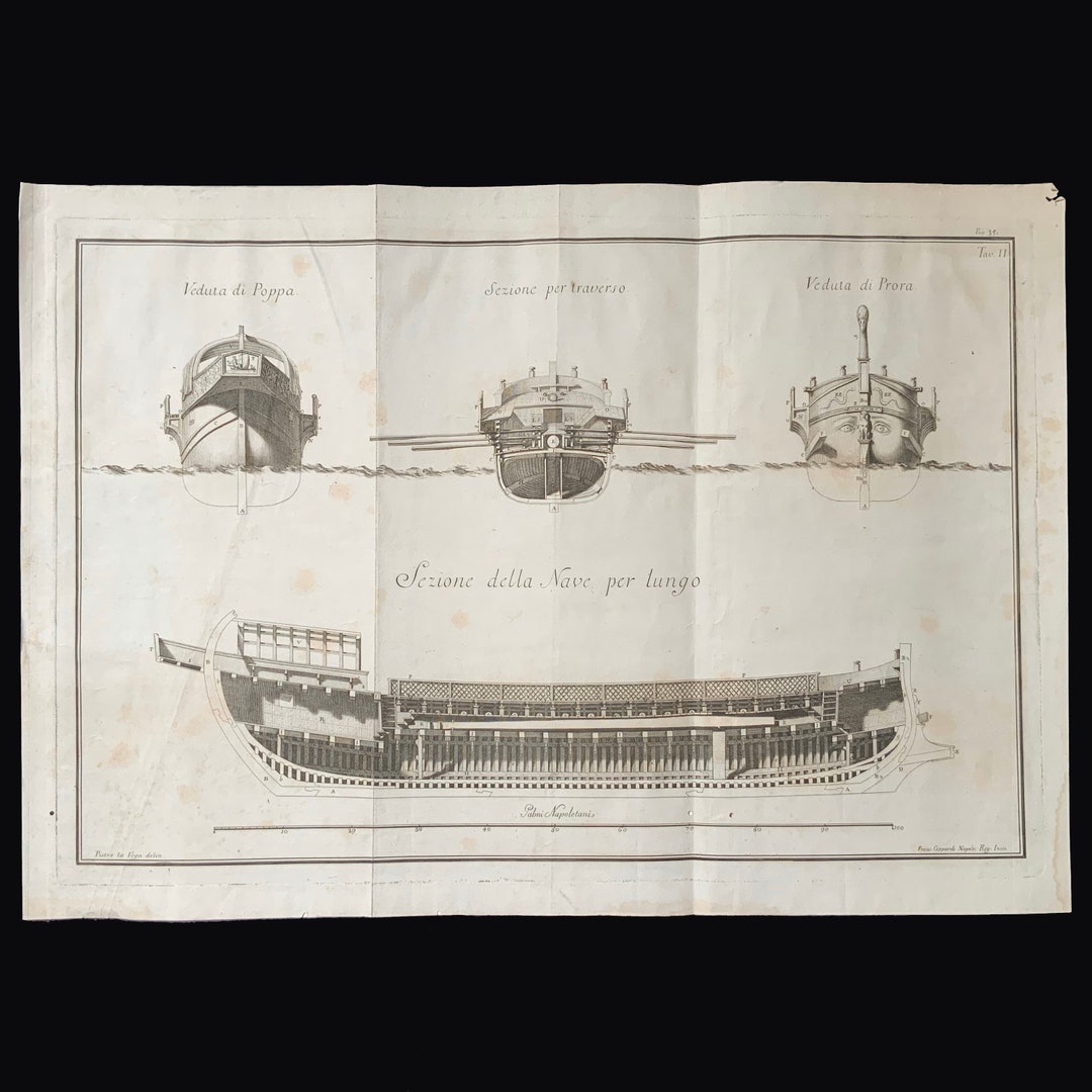 Engraving of the Plan of a Roman Galley, Eighteenth Century. - Etsy