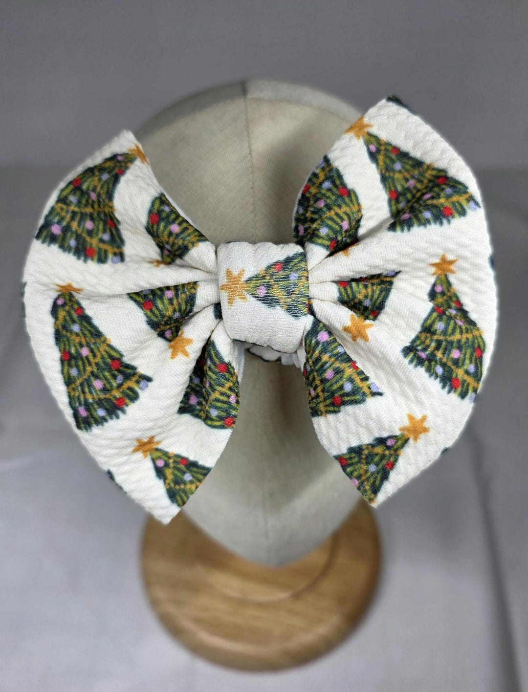 Christmas Tree Knit Hair Bow - Headwrap - Clip - Pigtail Bows ...