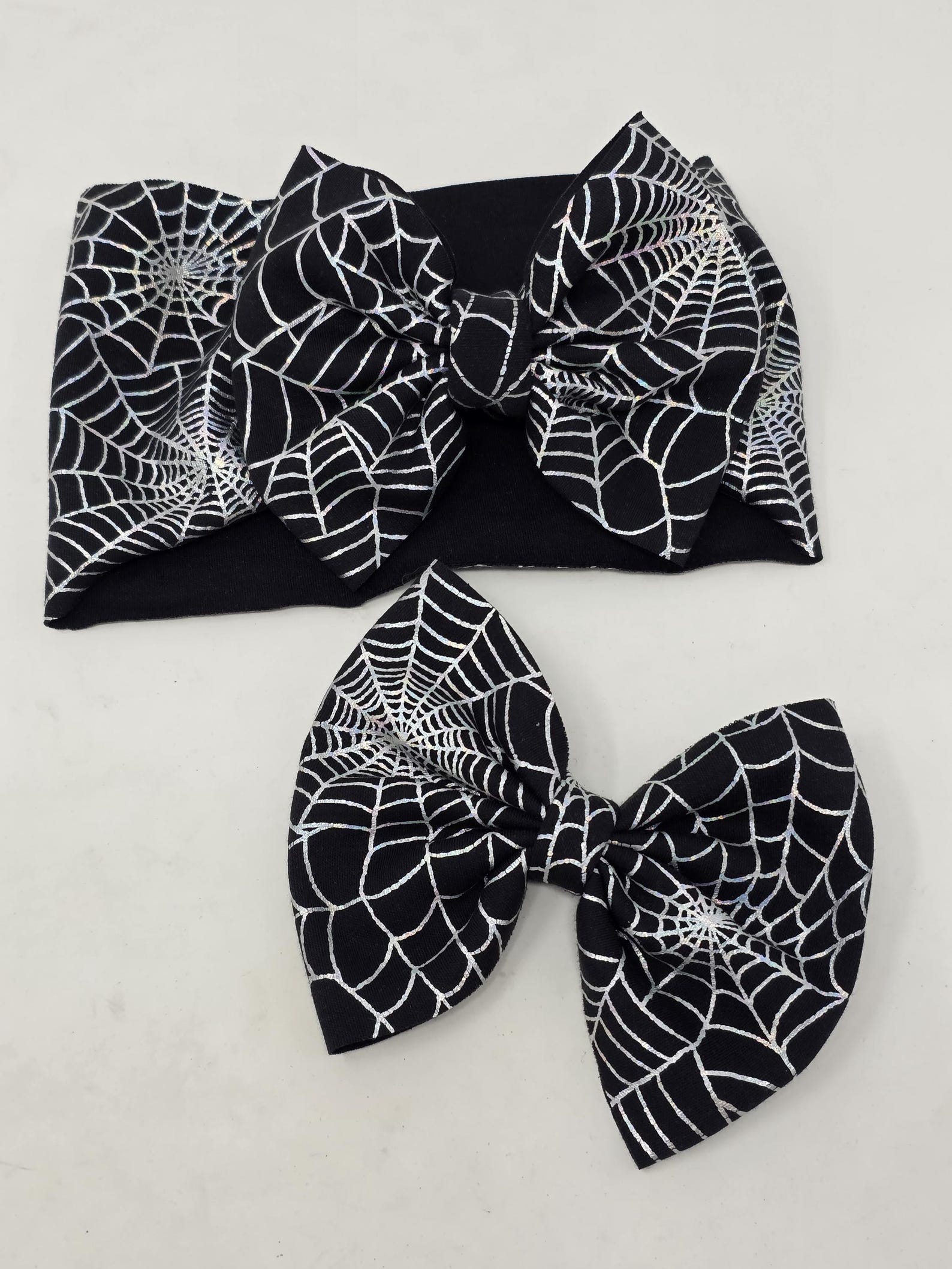 Spider Web Hair Bow - Headwrap - Clip - Pigtail Bows - Headband - Haunt ...