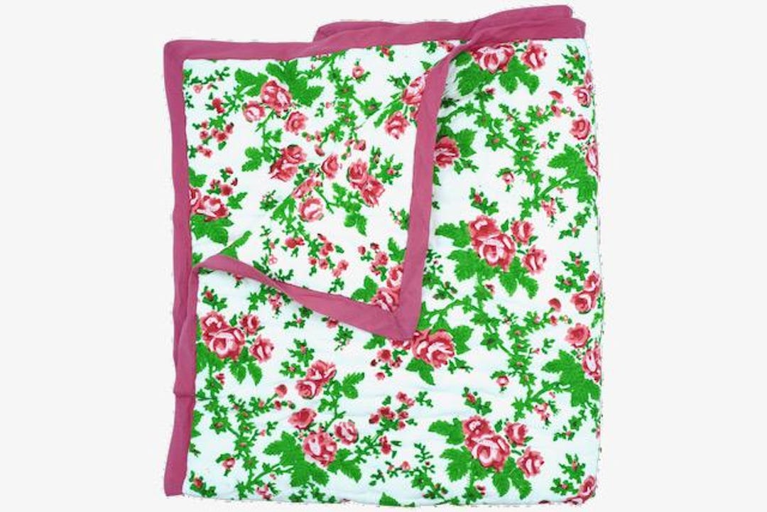 Rose Baby Cot Quilt Hand Block Printed on Organic Cotton - Etsy
