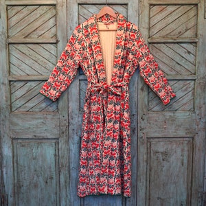 Quilted Dressing Gown/ Robe Hand Block Printed on Organic Cotton - Etsy