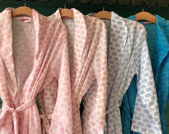 Dressing Gown/ Robe Hand Block Printed on Organic Cotton | Etsy