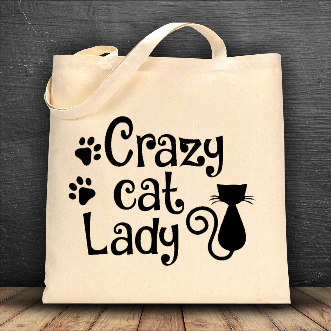 Crazy Cat Lady Bag/ Book Bag/ Tote Bag/ Reusable Bag/ Library Bag ...