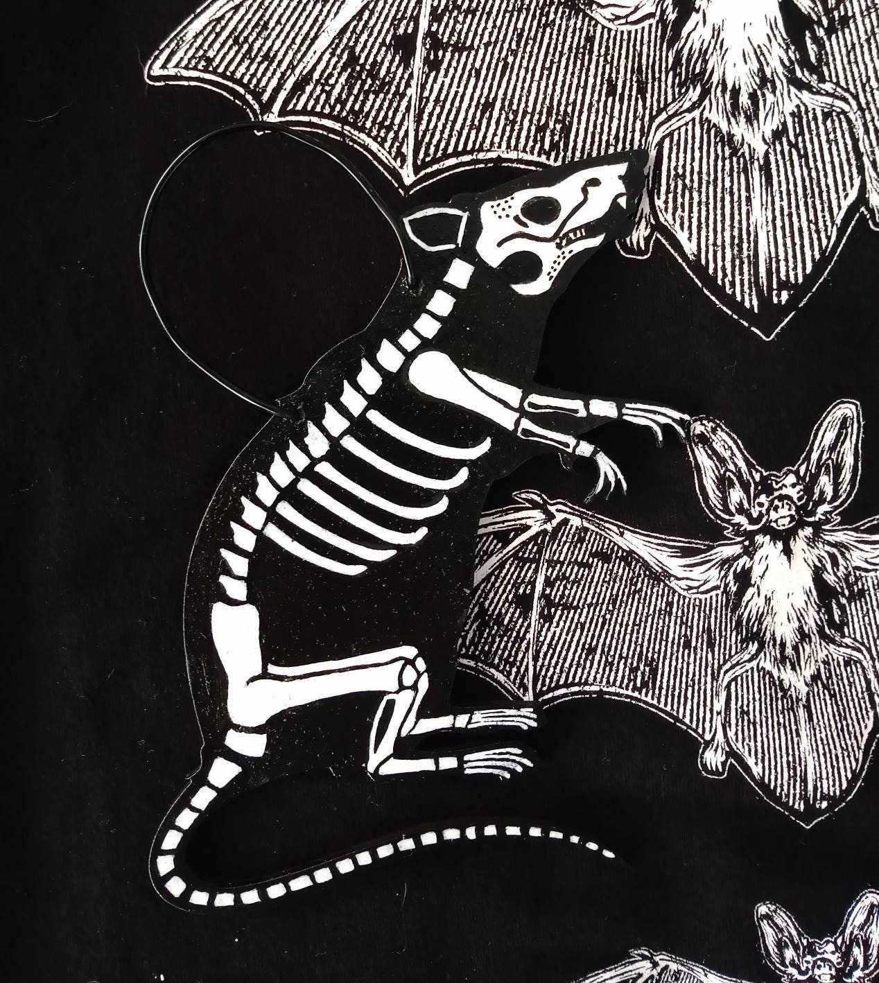 Wooden Hand-painted Skeleton Rats Magnets & Hanging | Etsy