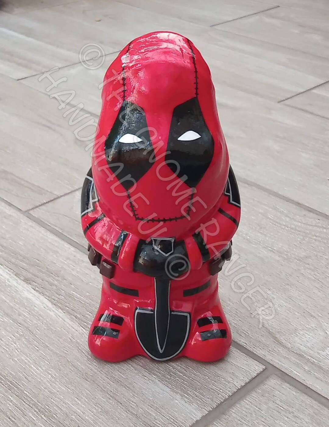 Custom Deadpool Style Marvel Superhero Unique Hand Painted Garden Gnome ...