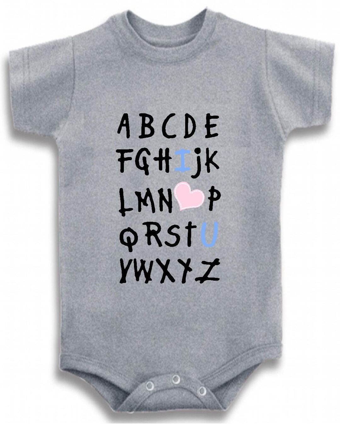 Gray Crew Neck Abc's Alphabet Funny Cute Printed on the - Etsy
