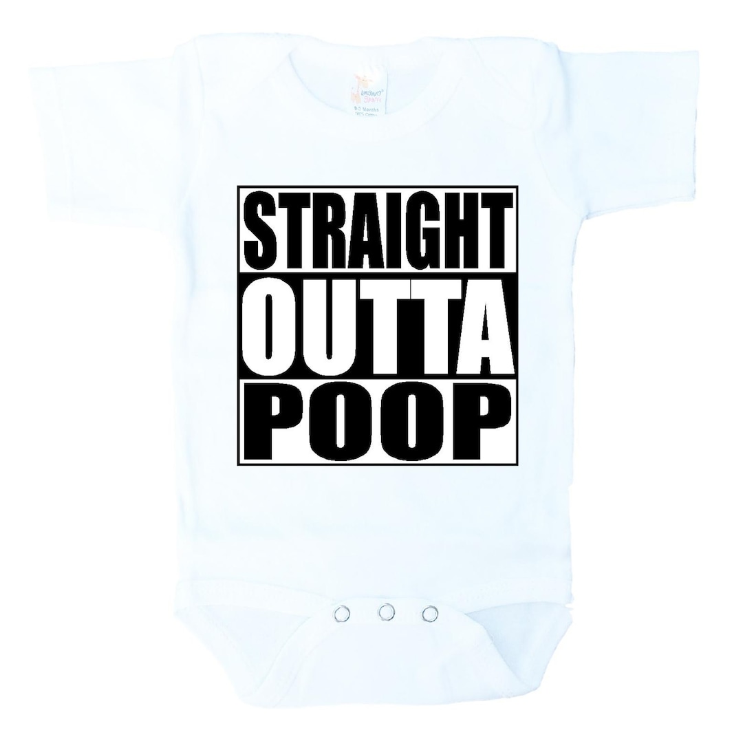 Straight Outta Poop Cute Funny Mustache Glasses Hat Printed Baby Outfit ...