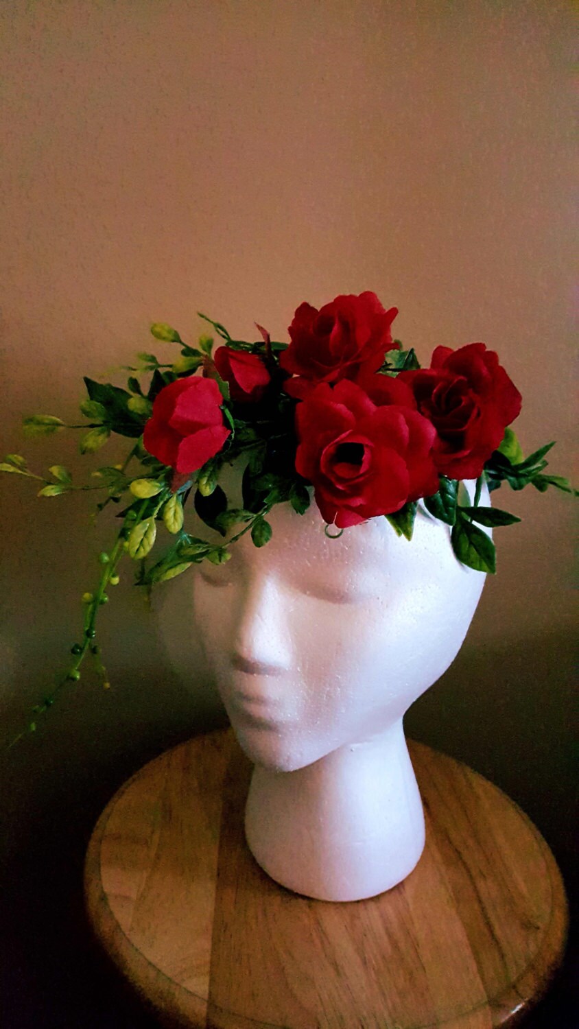 Red Rose Flower Crown - Etsy