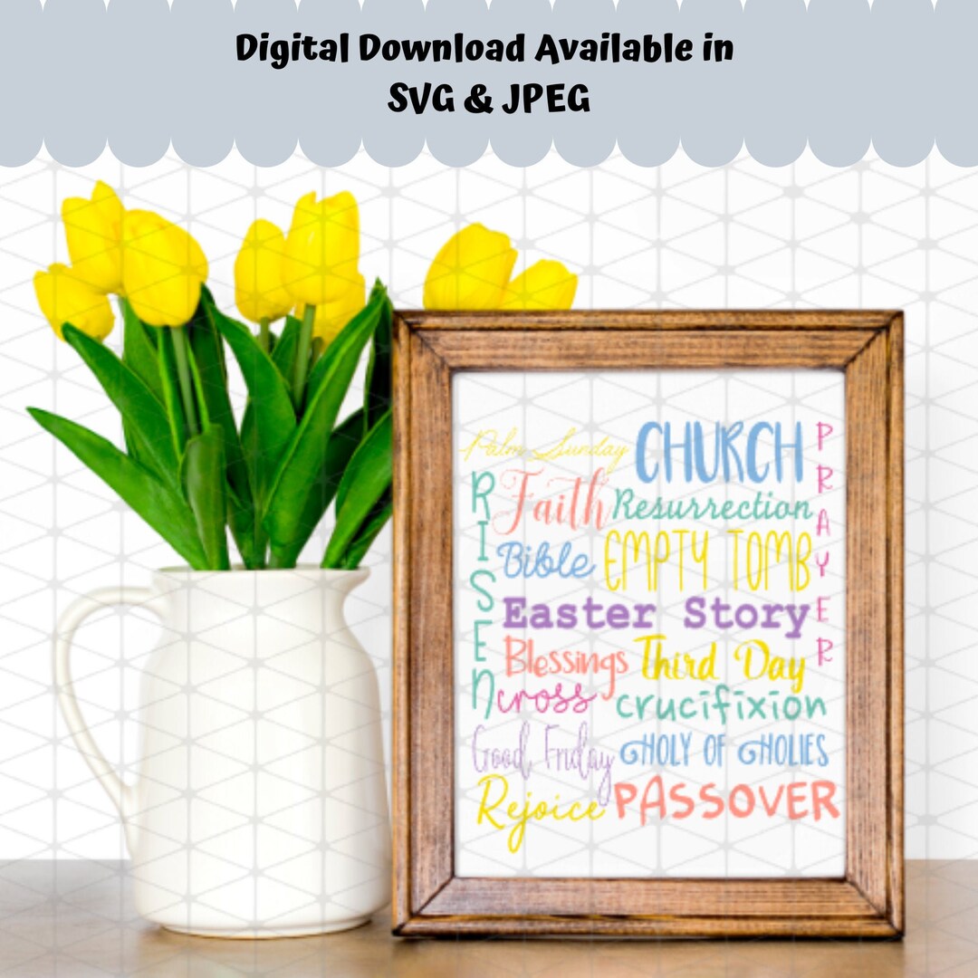 Easter Word Art SVG & JPEG File Instant Download - Etsy