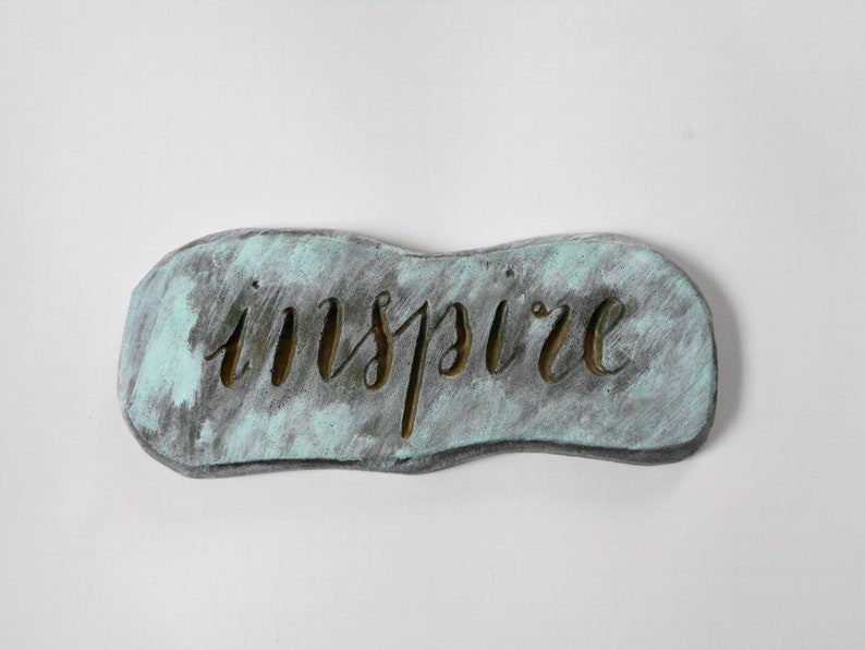 Inspire Sign Inspirational Concrete Plaques Outdoor Garden | Etsy