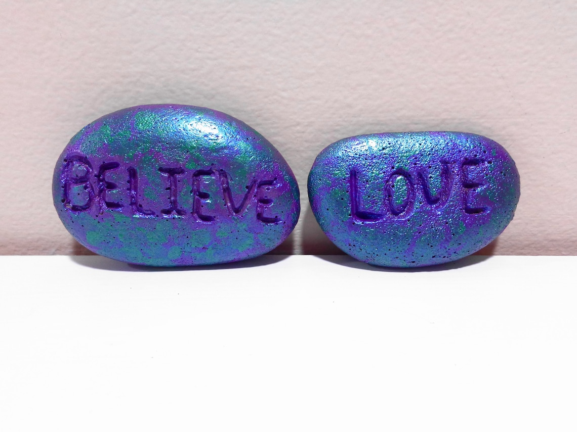 Love Hope Dream Believe Inspirational Concrete Rocks Fairy - Etsy