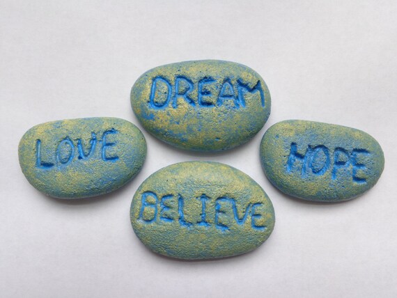 Love Hope Dream Believe Concrete Inspirational Rocks Fairy | Etsy