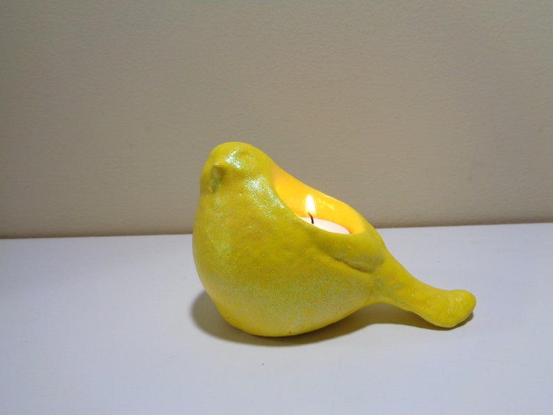 Yellow bird Yellow bird figurine Yellow bird candle | Etsy