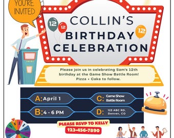 Game Show Birthday CUSTOMIZED *DIGITAL* Invitation - Etsy