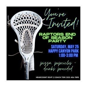 Lacrosse End of Season Party DIGITAL Invite - Etsy