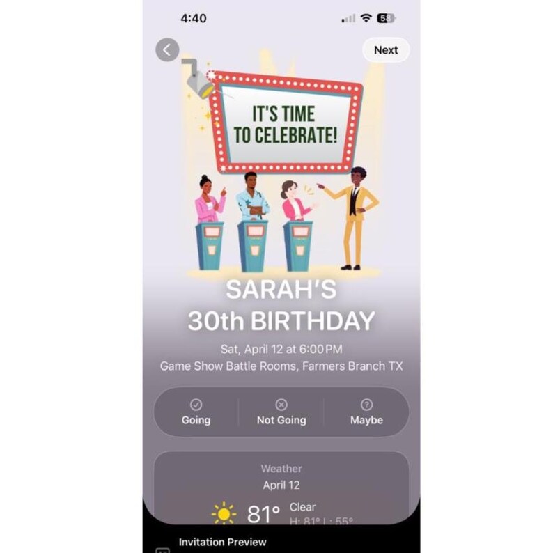 Game Show Background for Apple/evite/paperless Post Invite *DIGITAL ...