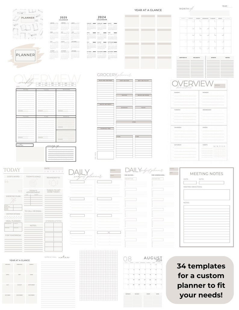 Ultimate Customizable Dates Planner Bundle *DIGITAL FILE*. Planner for ...