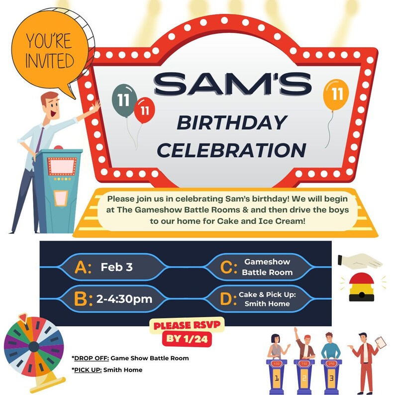 Game Show Birthday CUSTOMIZED DIGITAL Invitation - Etsy