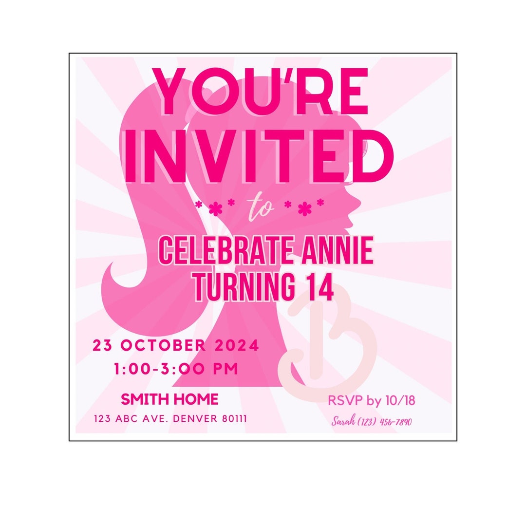 Personalized Barbie Birthday *DIGITAL* Invite - Etsy