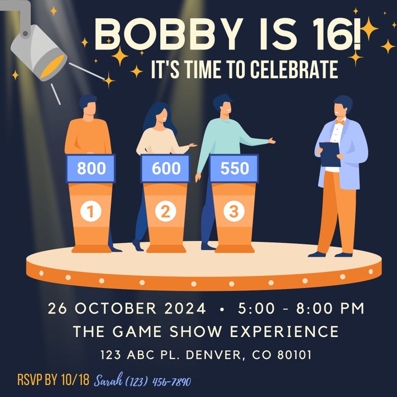 Game Show Birthday Party digital Invite Customized - Etsy