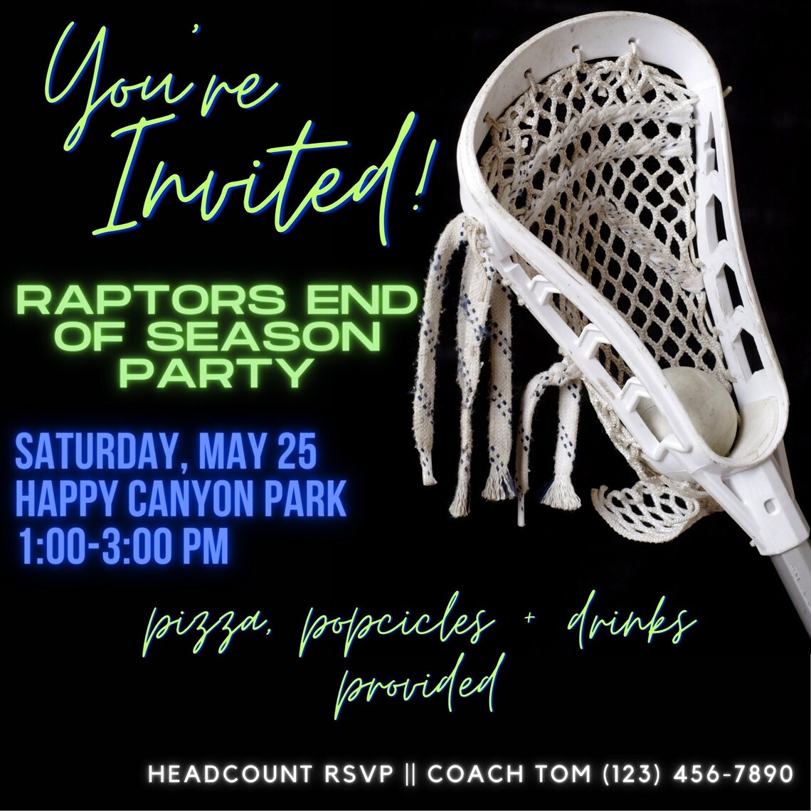 Lacrosse End of Season Party *DIGITAL* Invite - Etsy