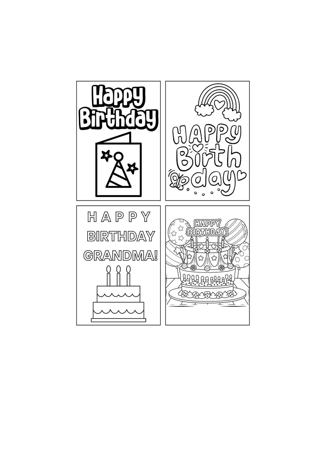 Birthday Card Coloring 30 Pages *DIGITAL* Download - ALL LEVELS - at ...