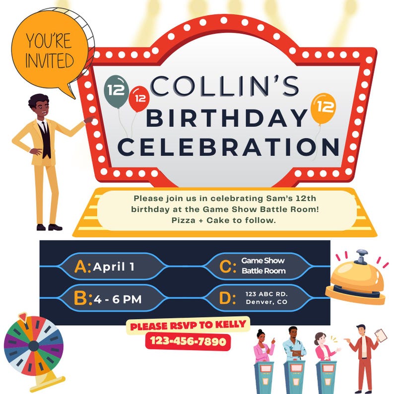 Game Show Birthday CUSTOMIZED *DIGITAL* Invitation - Etsy