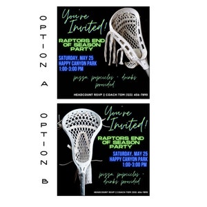 Lacrosse End of Season Party DIGITAL Invite - Etsy